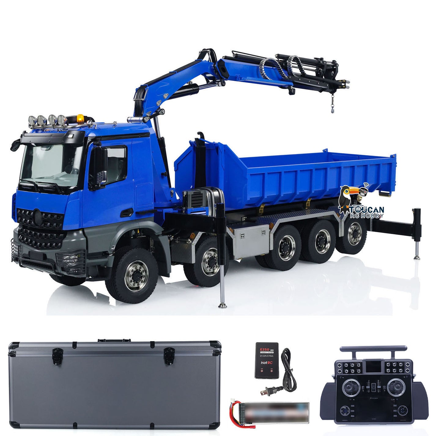 1/14 RC Hydraulic Crane Dumper Truck 10x10 Full Dump Car Model 3-speed ...