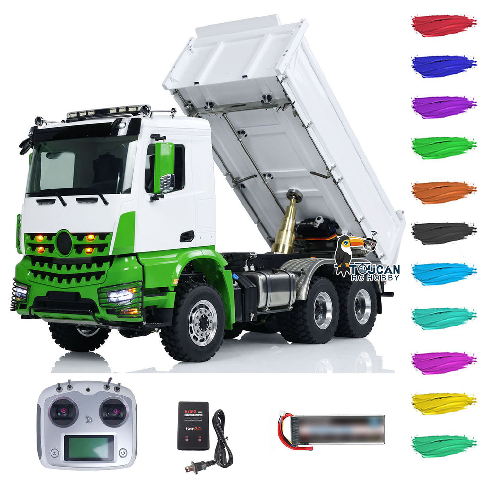 LESU Metal 1/14 6x6 3-way RC Hydraulic Dump Remote Control Tipper Truc ...