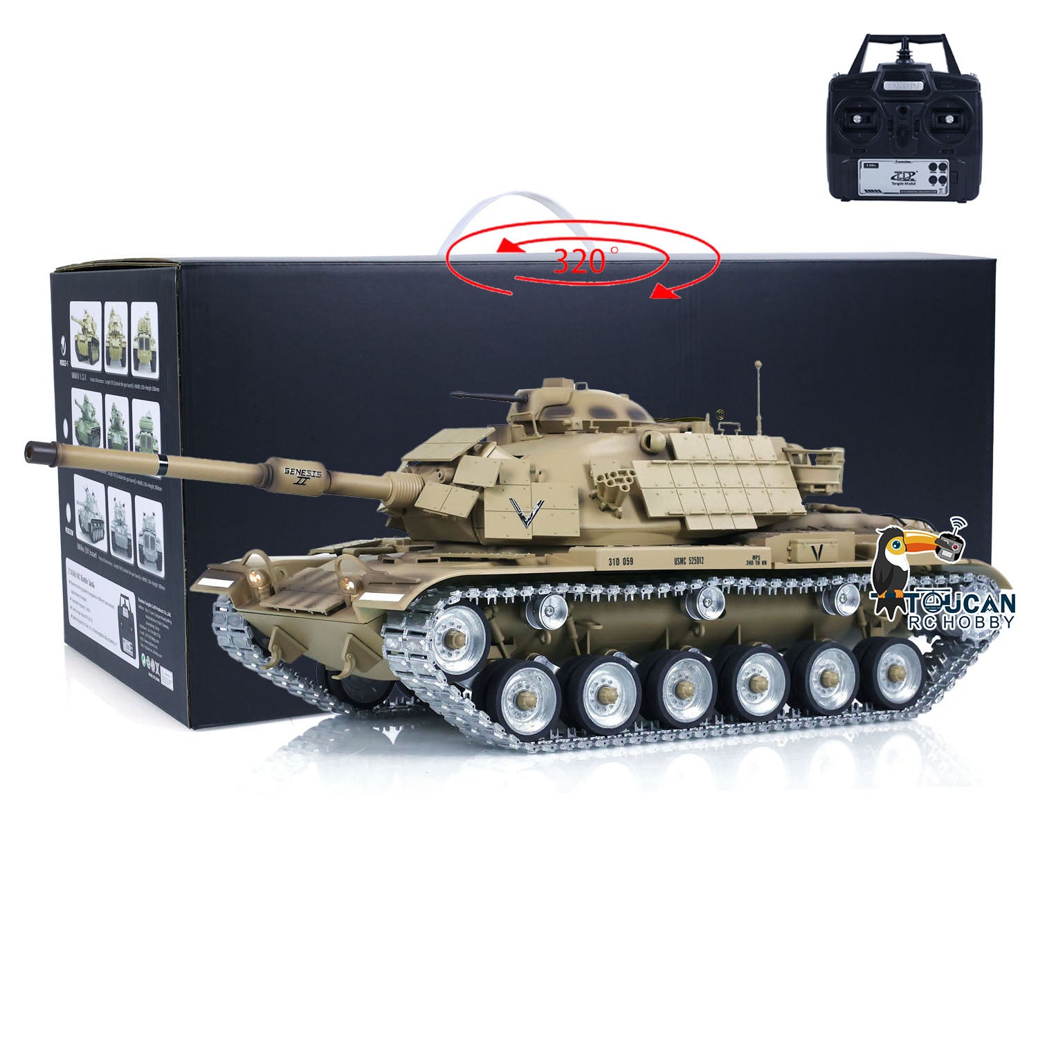 Tongde 1/16 RC Battle Tank M60A1 ERA USA Remote Control Armored Vehicl ...