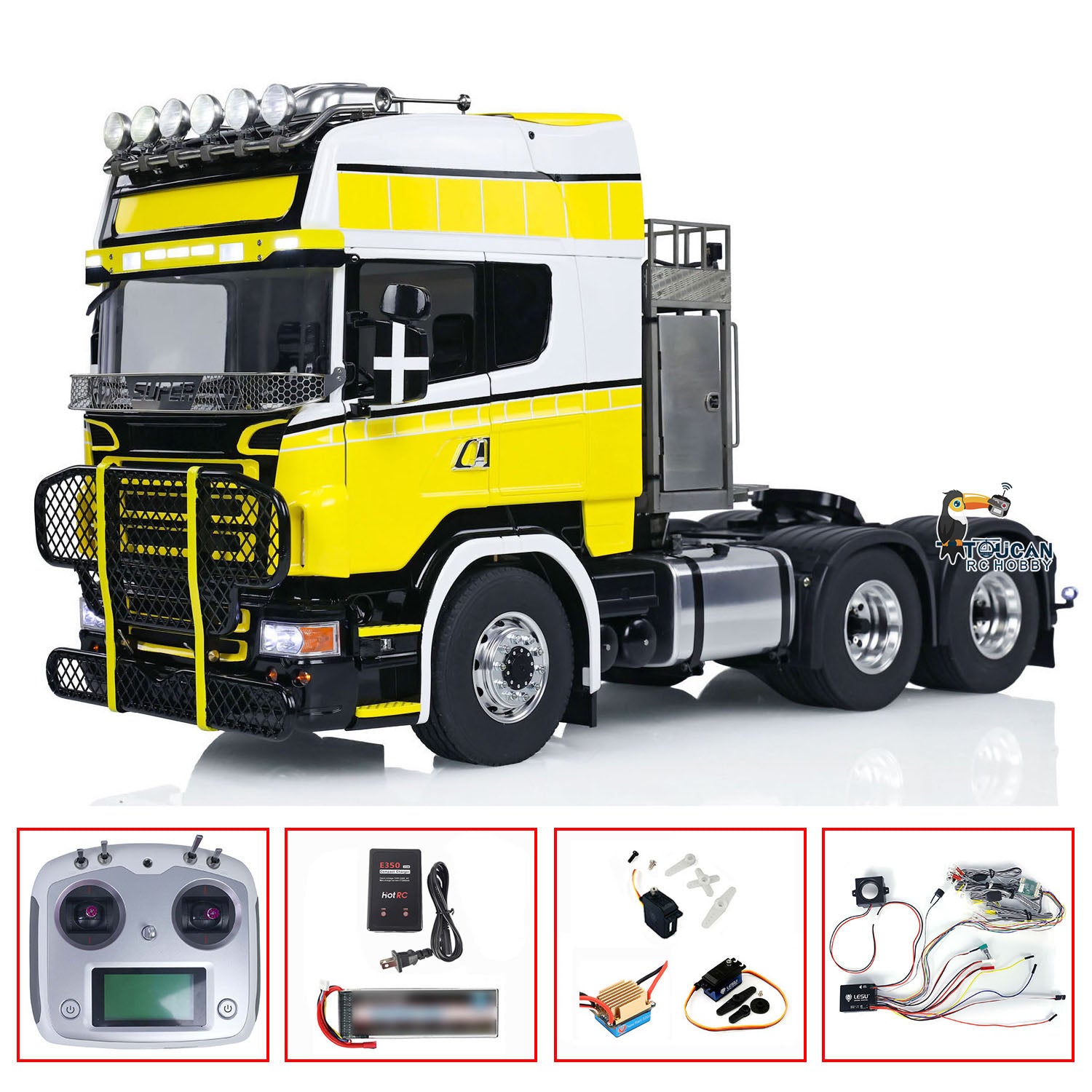 1/14 6x6 RC Tractor Truck TOUCAN Metal Chassis G-6181 Equipment Rack C ...