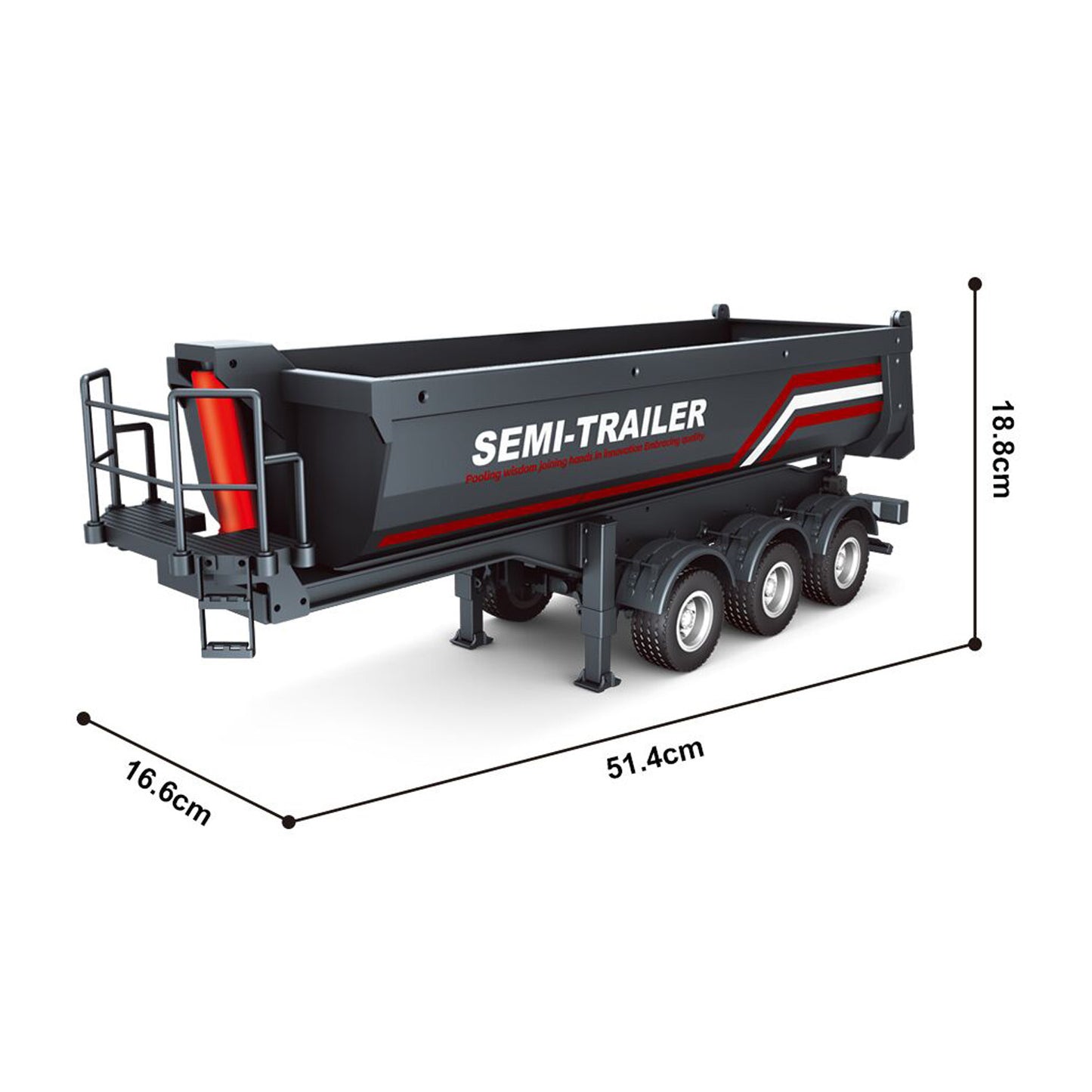 HUINA 1/18 Electric Lifting Remote Control Semi Dump Trailer for RC Tr ...