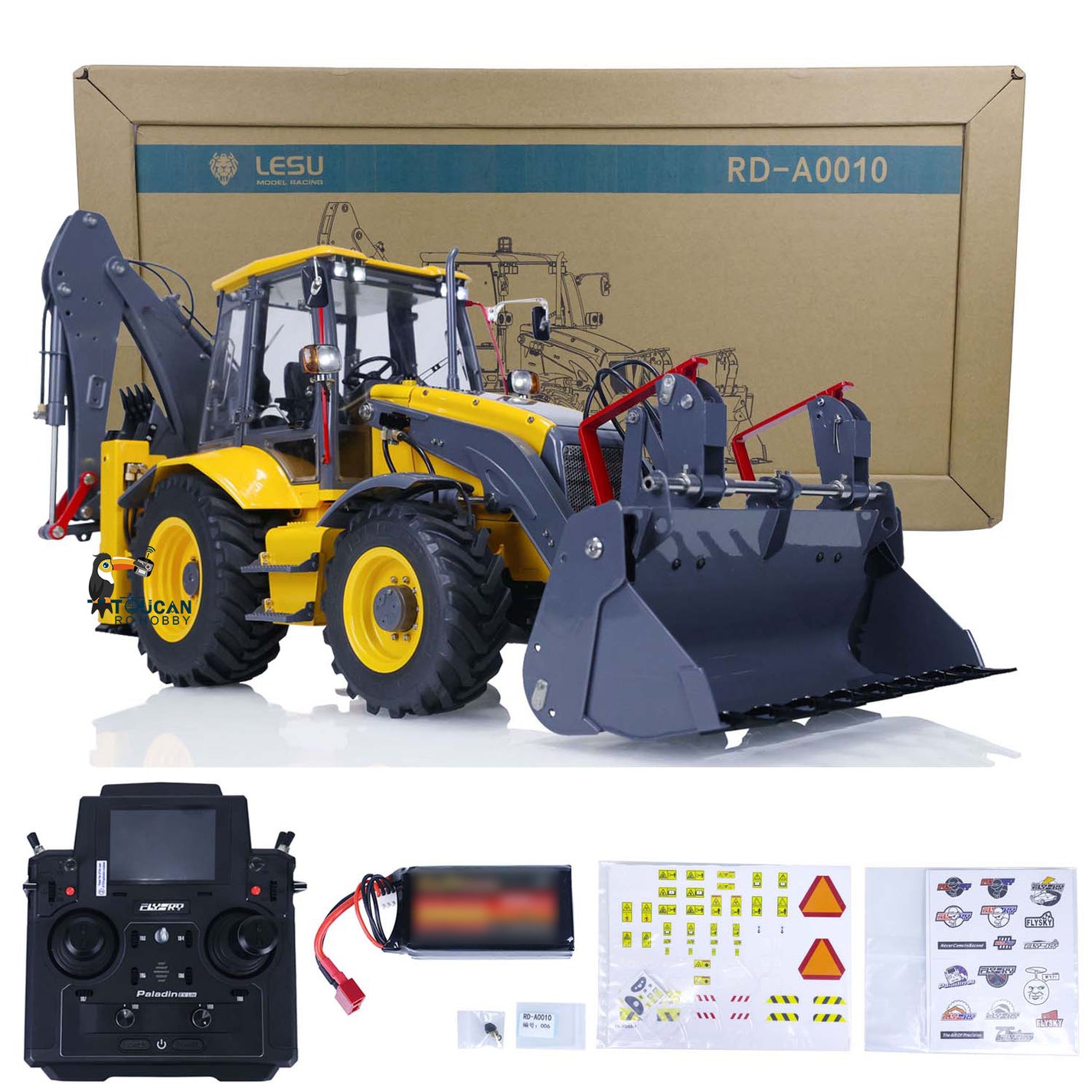 LESU BL71 Metal Hydraulic RC Backhoe Loader AOUE Excavator Light Sound ...