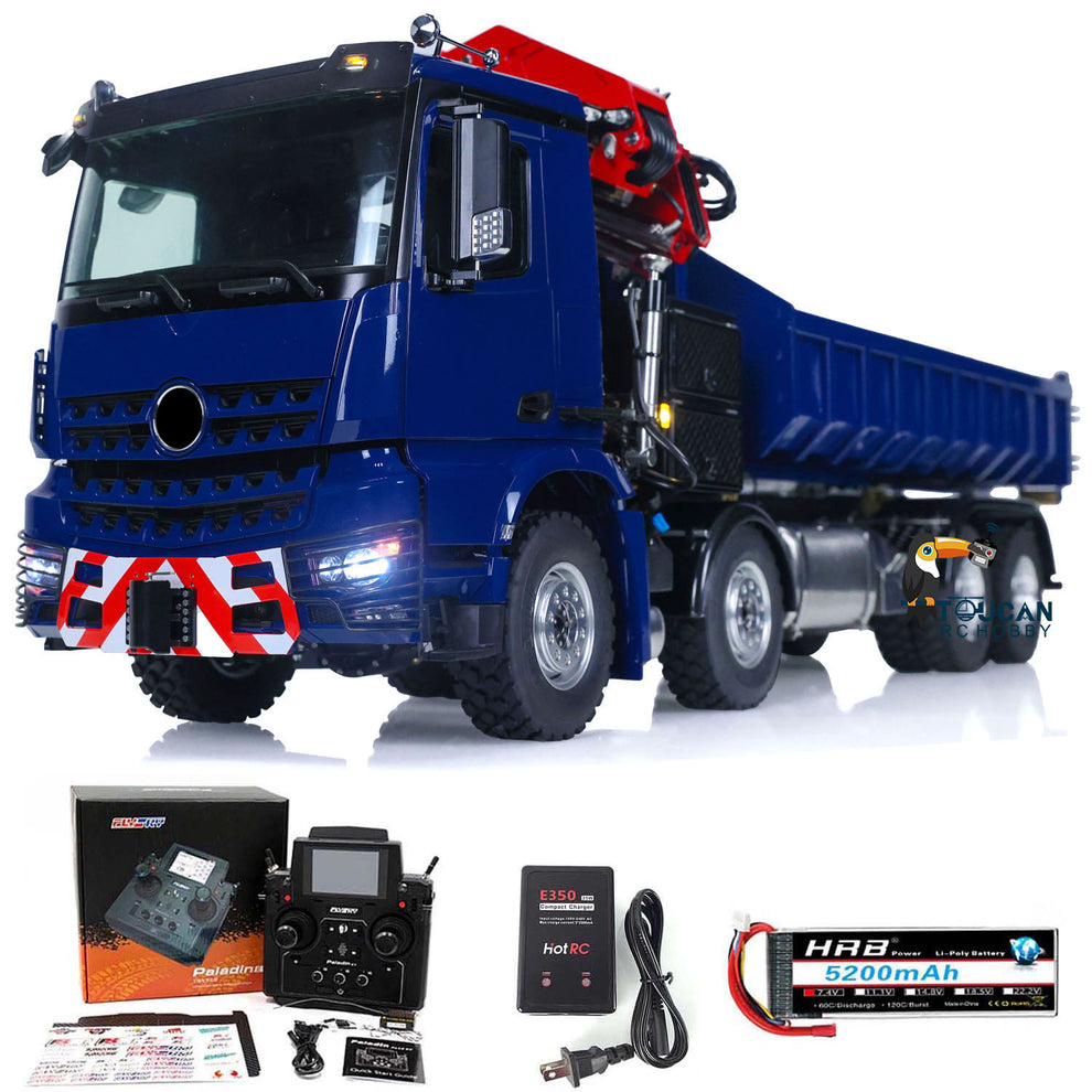 1/14 LESU RC 8x8 RTR Painted and Assembled Metal Hydraulic Crane Dumpe ...