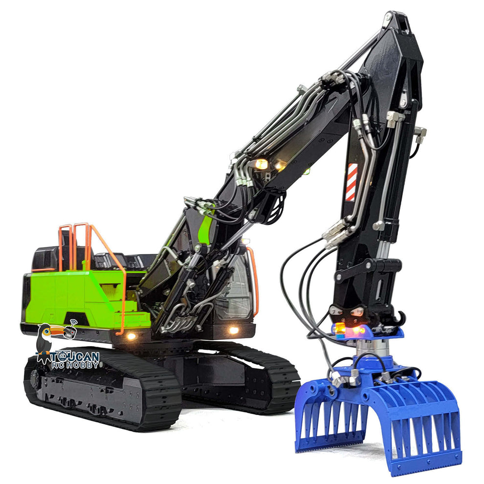 MTM 1/14 EC380 10CH Tracked RC Hydraulic Excavator 3 Arms Digger Grab ...