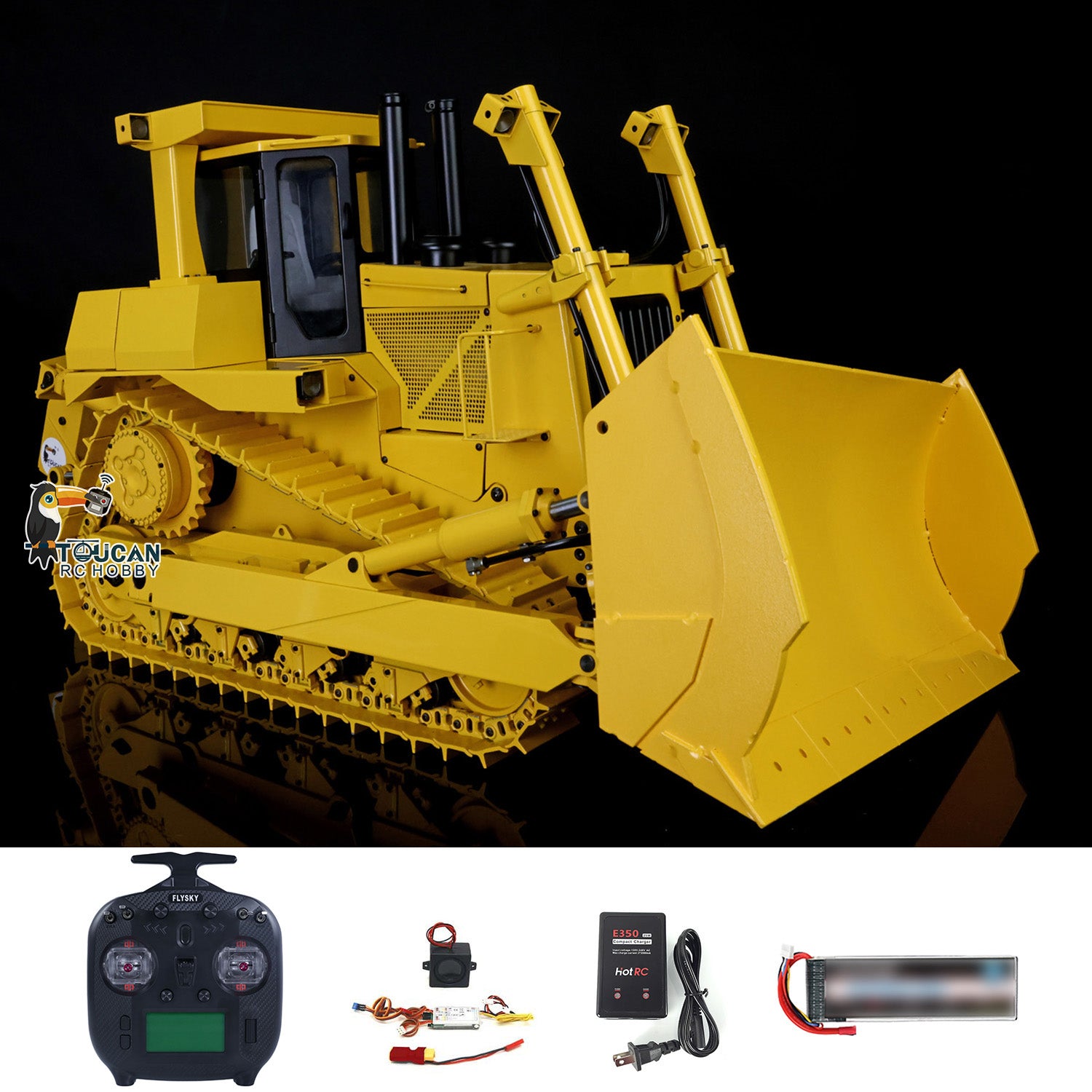 JDModel 1/14 Metal RC Hydraulic Bulldozer DXR2 Remote Controlled Earth ...