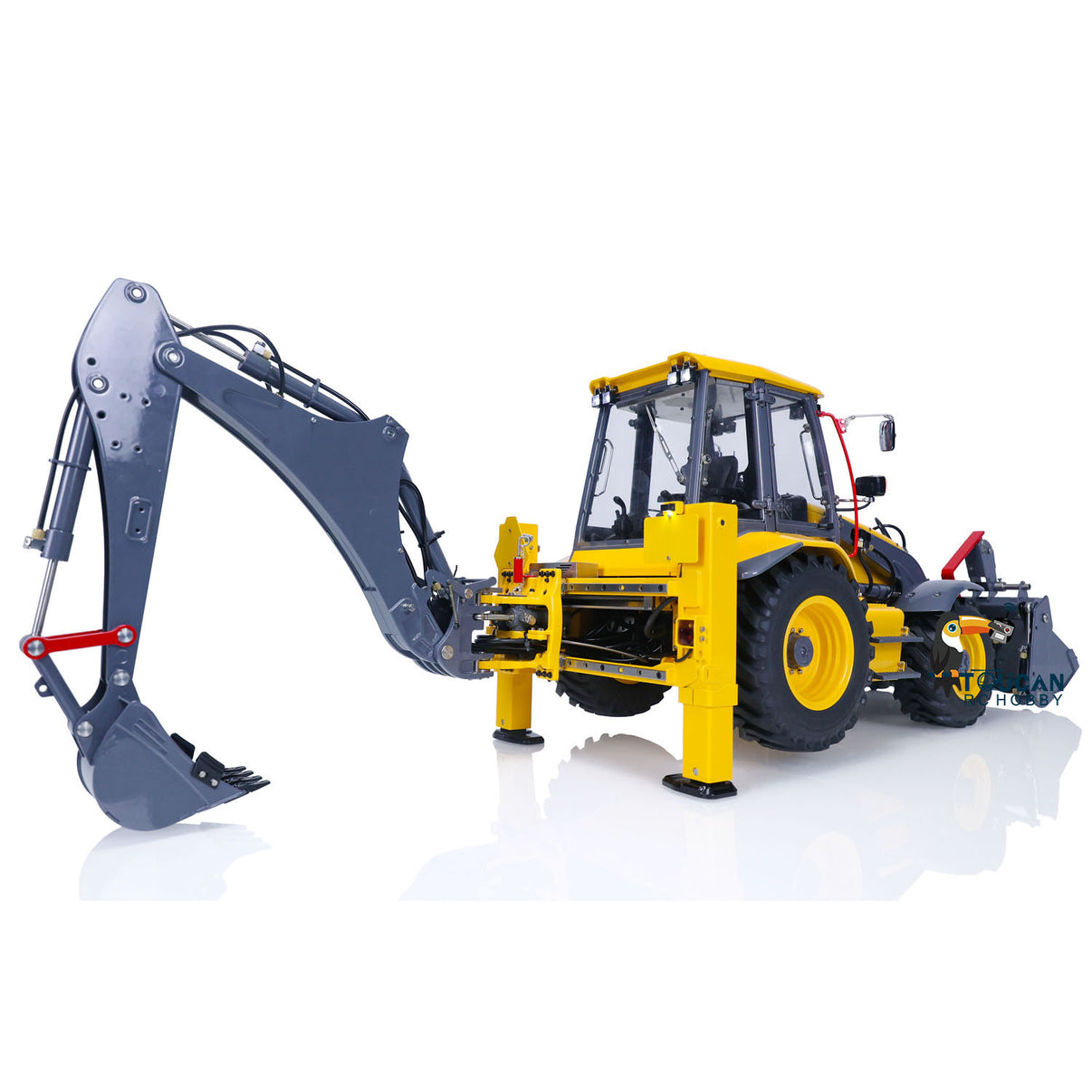 LESU BL71 Metal Hydraulic RC Backhoe Loader AOUE Excavator Light Sound ...