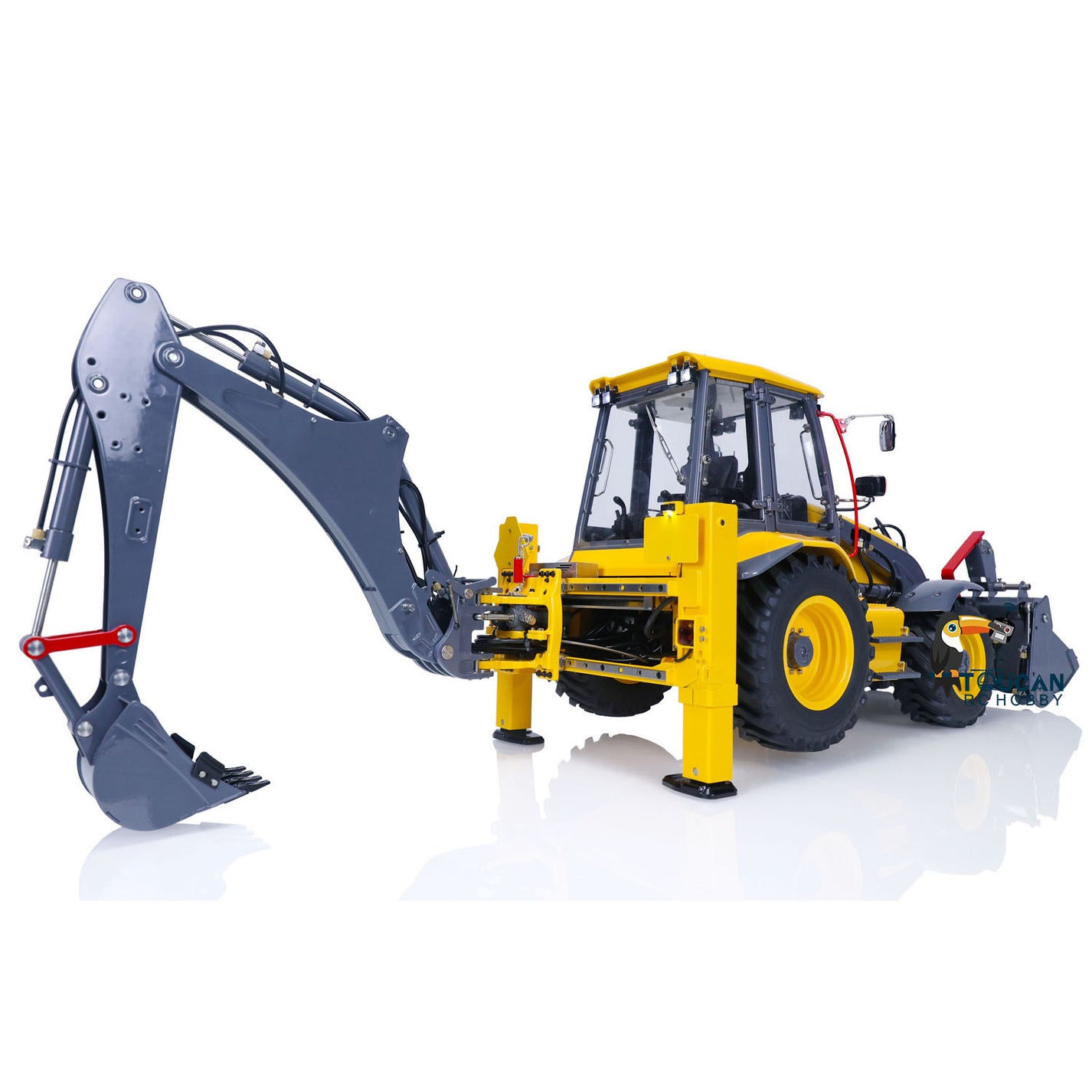 LESU BL71 Metal Hydraulic RC Backhoe Loader AOUE Excavator Light Sound ...