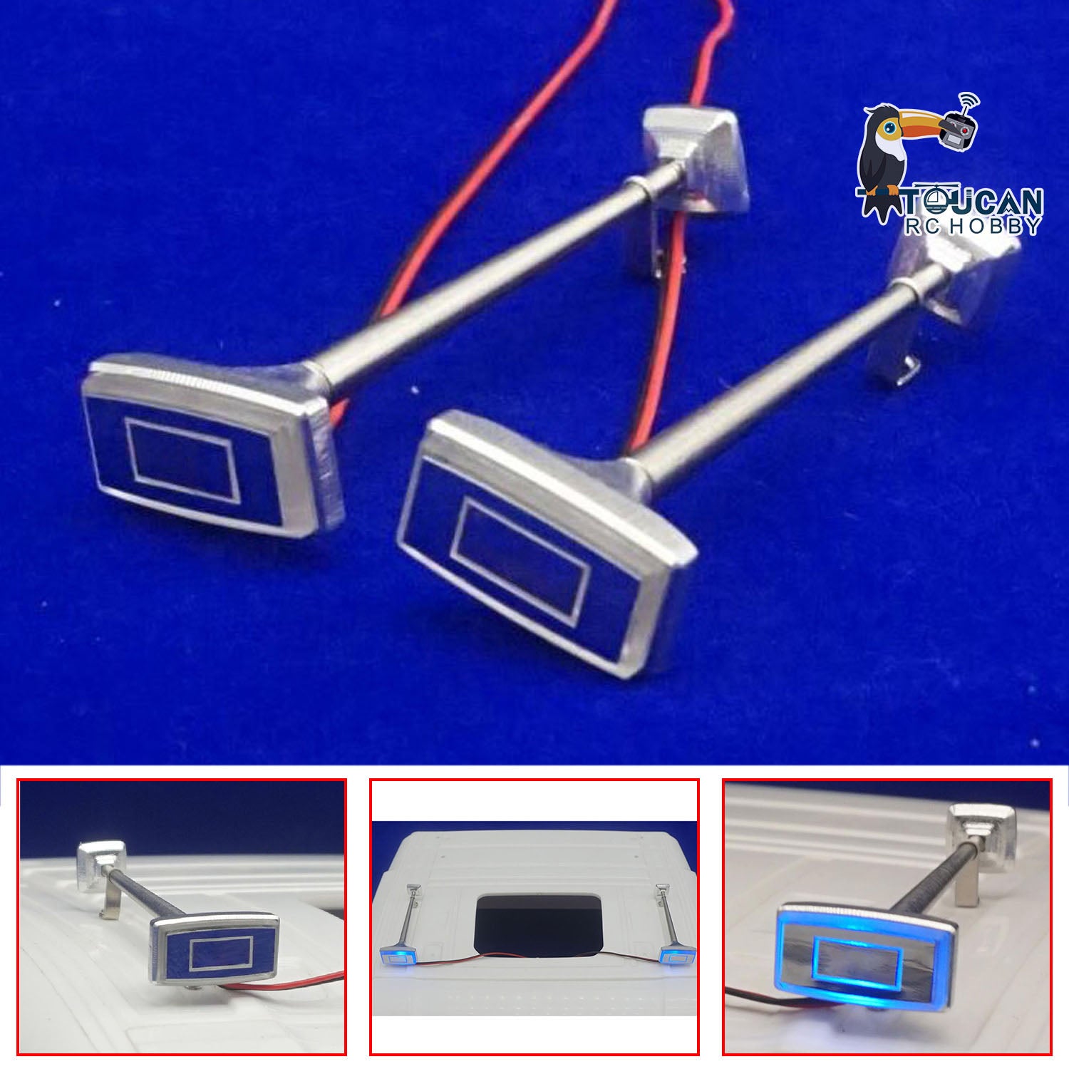 Metal 1Pair Horns with LED Light for 1/14 RC Tractor Truck Remote Cont ...