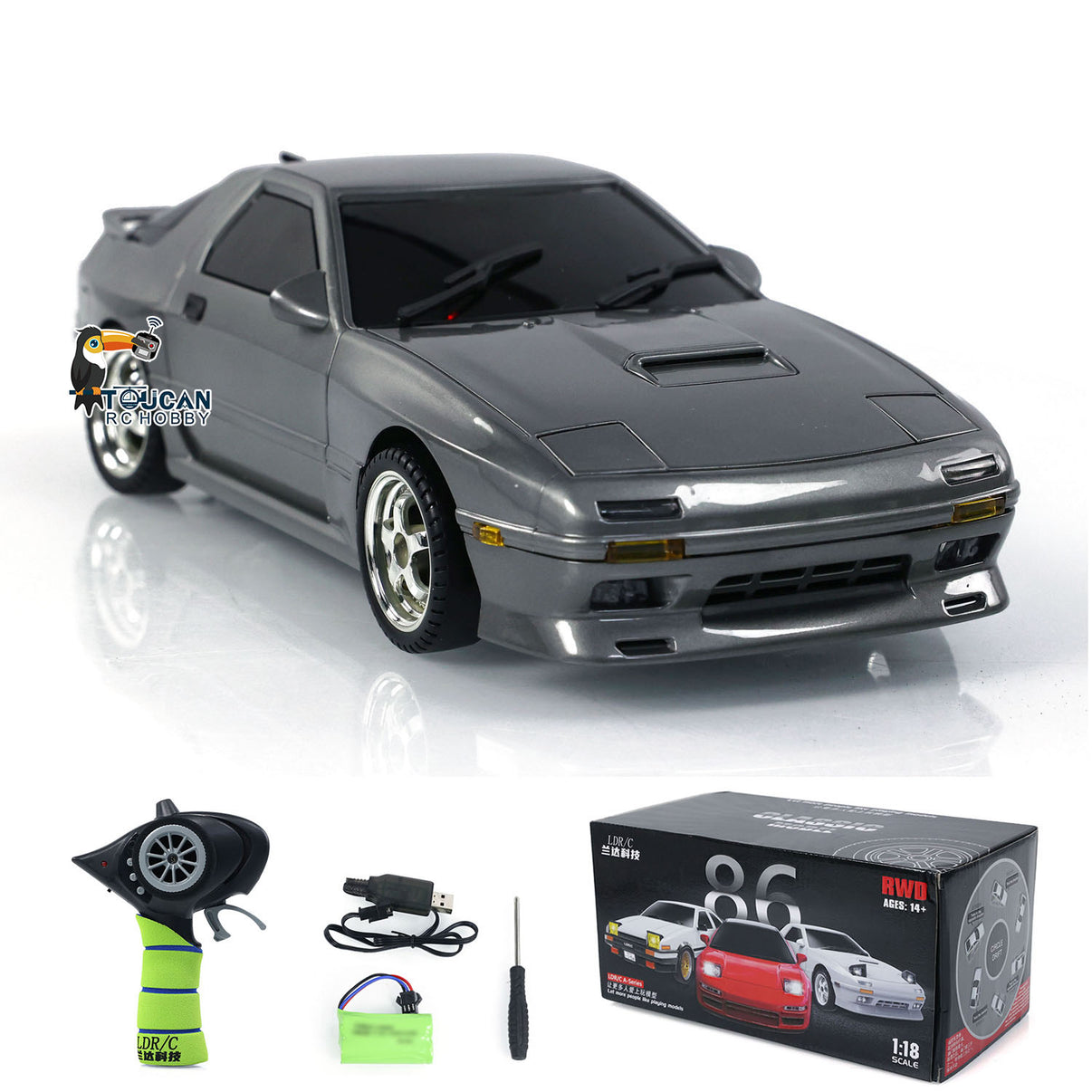 LDRC LD1802 1/18 4*2 RX7 RC Racing Car RWD Gyroscope Wireless Control ...