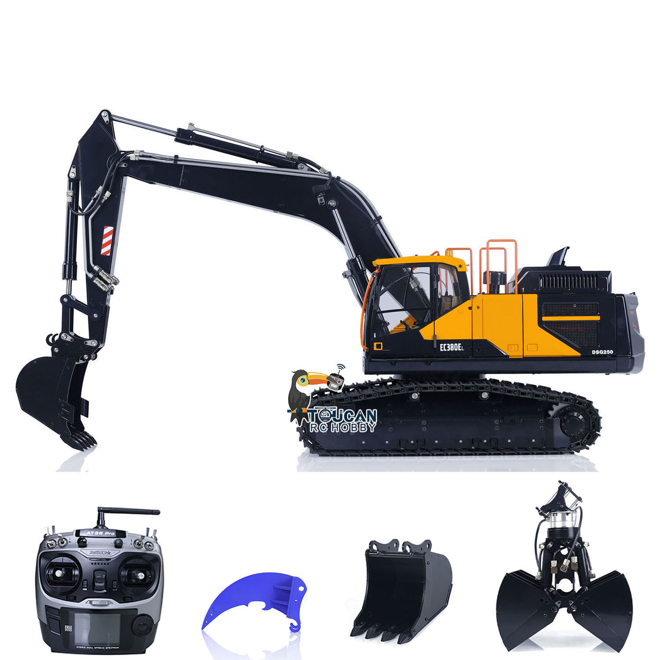 MTM Metal 1/14 2 Arms Remote Control Hydraulic Excavator EC380 RC Digg ...