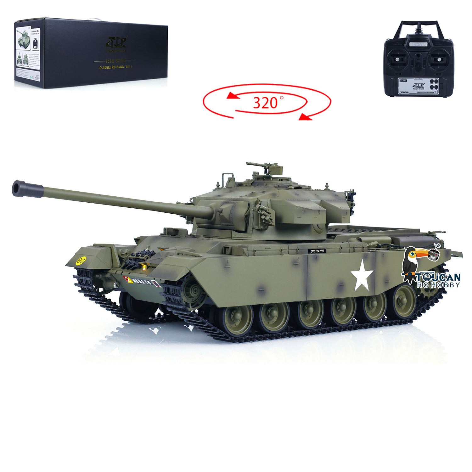 Tongde 1/16 RC Infrared Battle Tank Remote Controlled Panzer Centurion ...