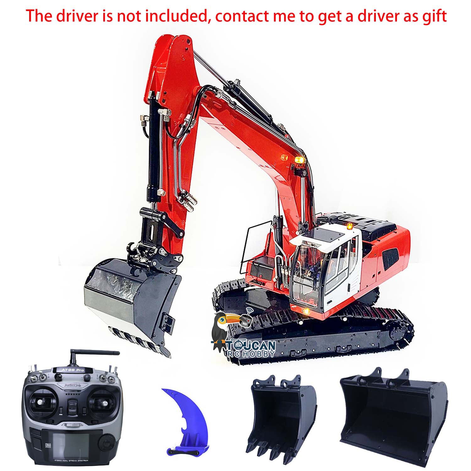 MTMODEL Metal Remote Control Tracked Digging Vehicle 1/14 2 Arms 946 R ...