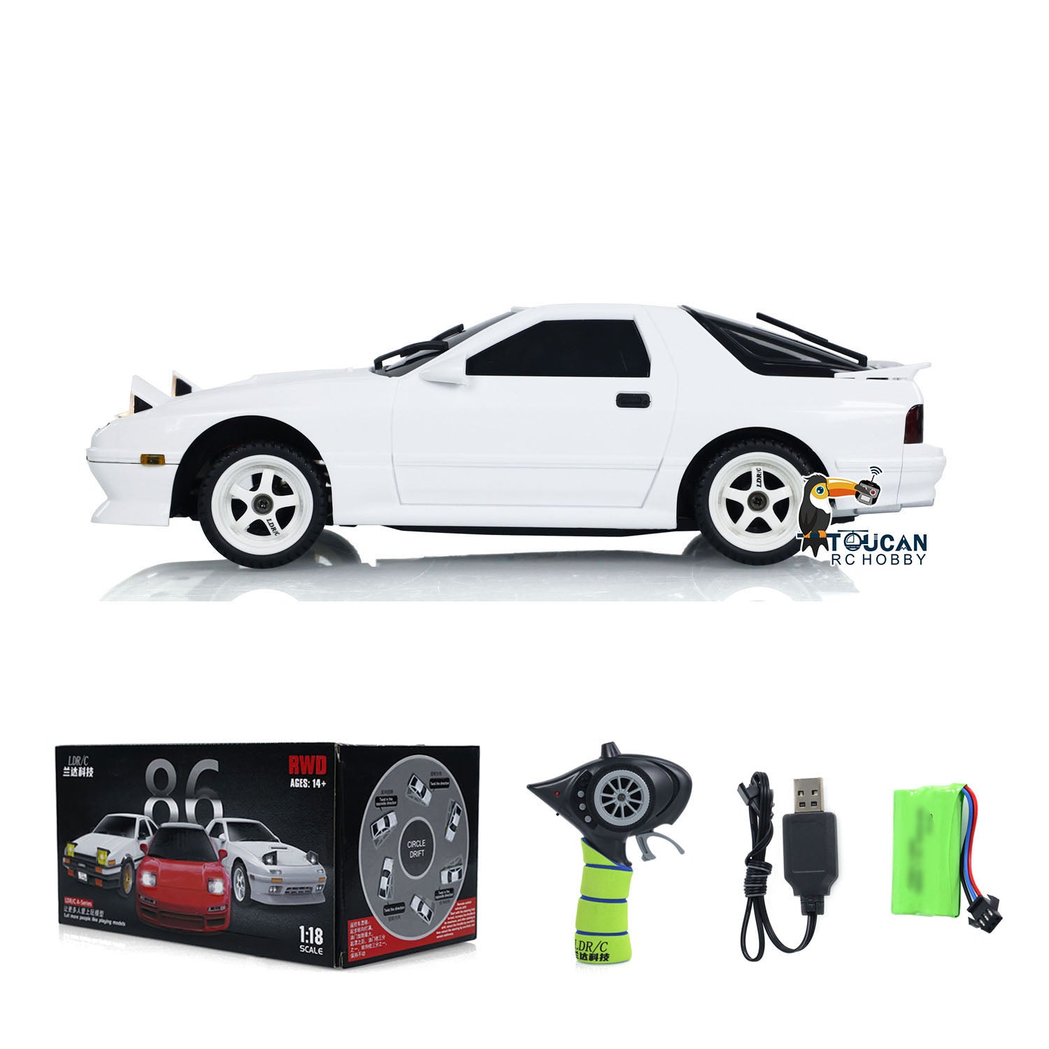 LDRC LD1802 1/18 4*2 RX7 RC Racing Car RWD Gyroscope Wireless Control ...