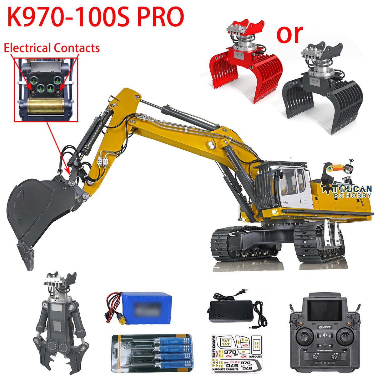 Kabolite 1/14 Remote Control Hydraulic Excavator K970 100S Pro RC RTR ...