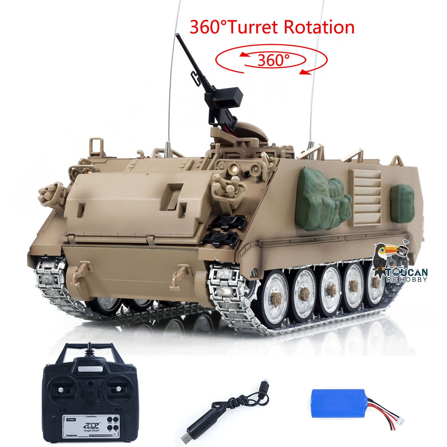 US Stock TD 1/16 RC Tank M2412-C M113A2 APC Infrared Turret Rotary 360 – TOUCAN RC HOBBY