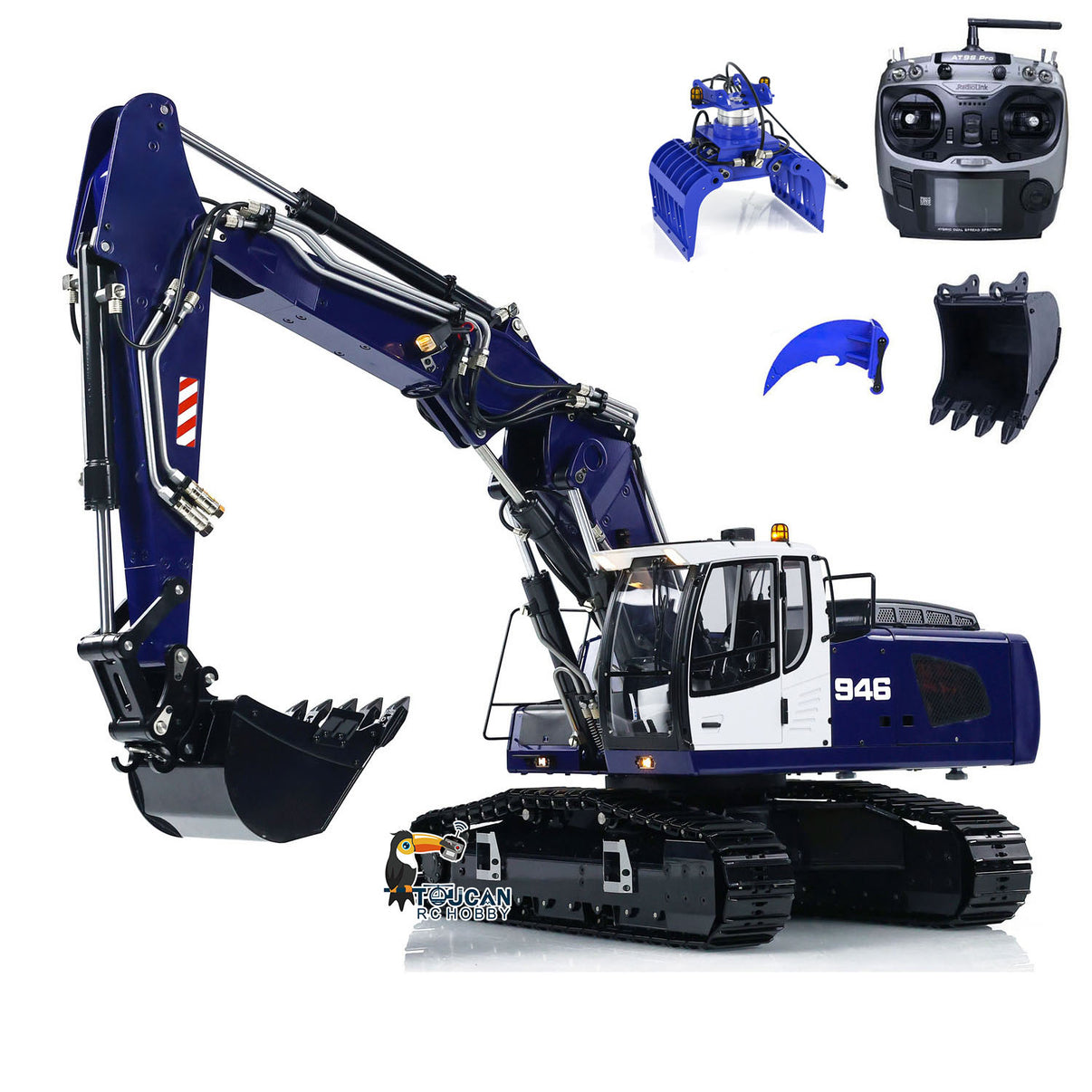 1/14 Metal R946 RC Hydraulic Excavator Remote Control Digger Grab Tilt ...