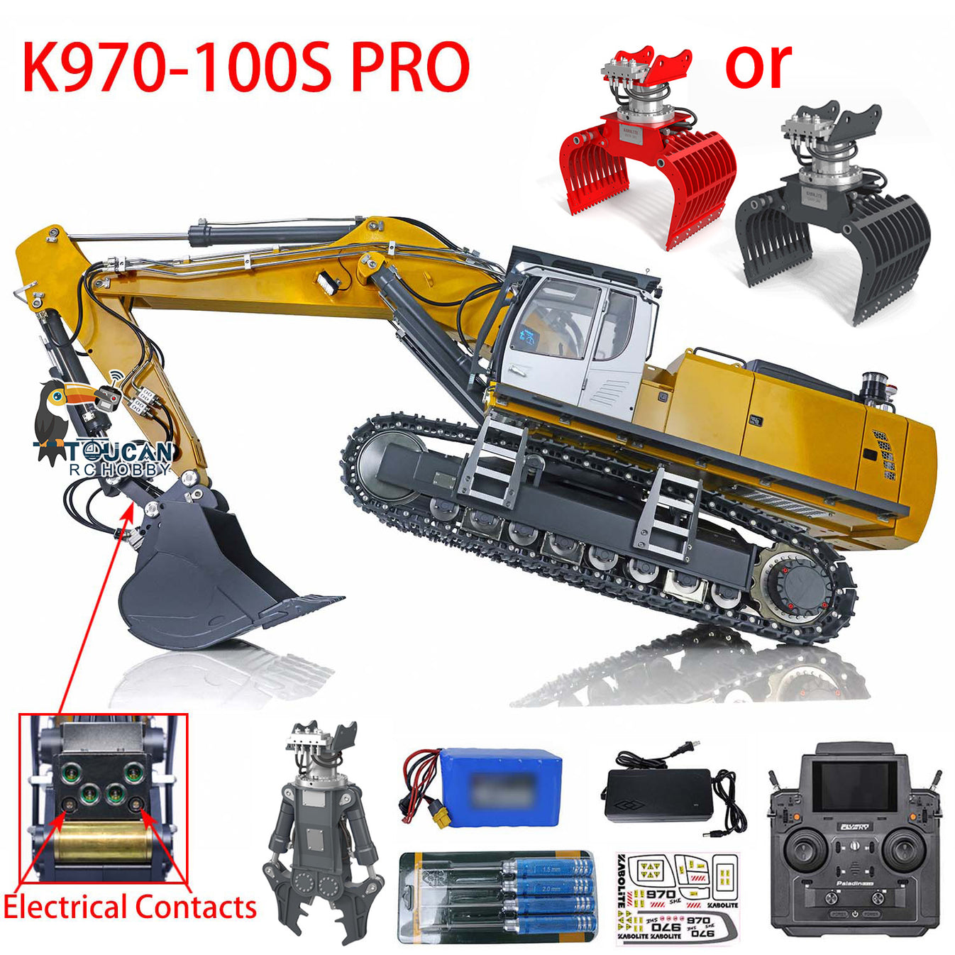 Kabolite 1/14 Remote Control Hydraulic Excavator K970 100S Pro RC RTR ...