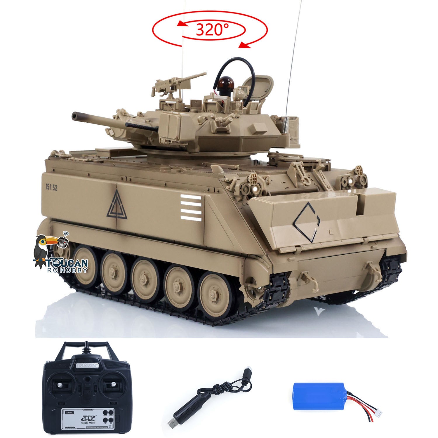 TD 1/16 RC Military Tank M2412-A M113A1 MRV 320 Turret Rotary Barrel R – TOUCAN RC HOBBY