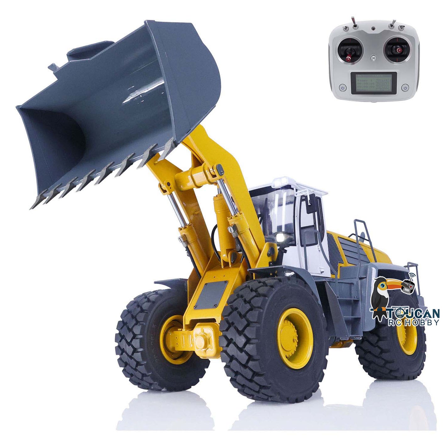 JZM Metal 1/14 580 Assembled Painted RC Hydraulic Loader Remote Contro ...