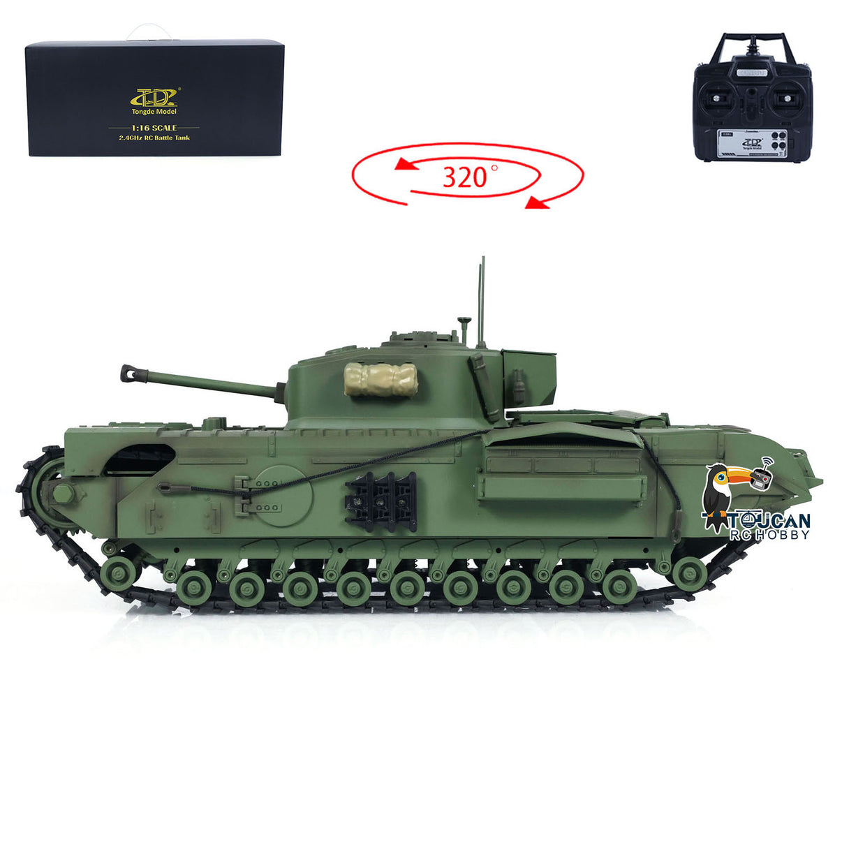 1/16 Tongde RC Battle Tank Churchill Mk.VII Remote Controlled Panzer E ...