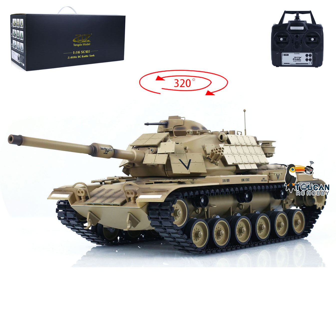 Tongde 1/16 RC Battle Tank M60A1 ERA USA Remote Control Armored Vehicl ...