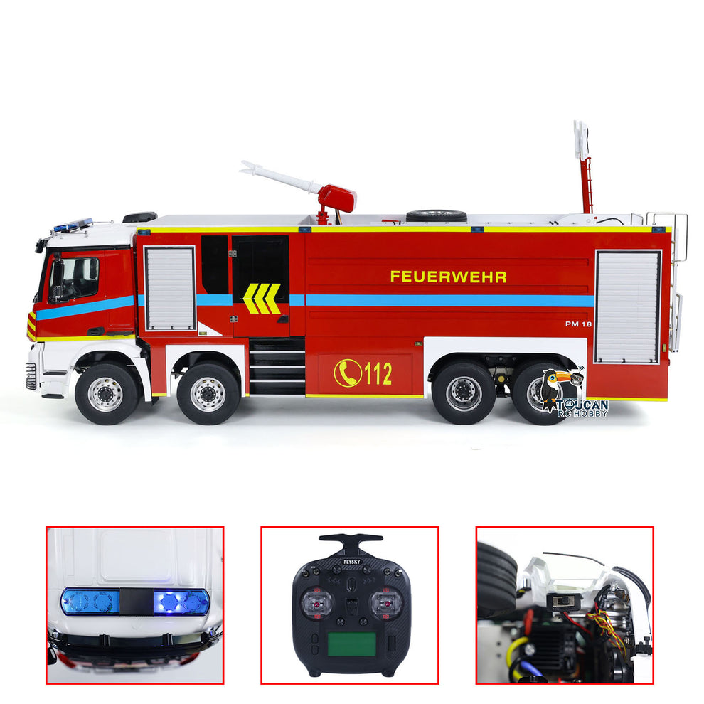 8x4 1/14 Scale Metal RC Fire Fighting Truck Chassis Radio Control Fire ...