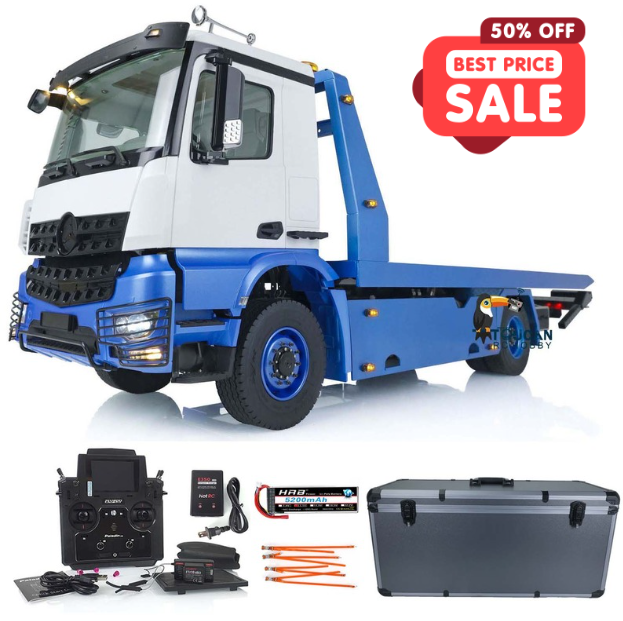 JDMODEL Metal RC Remote Control Flatbed Tow Truck 1/14 4x4 Hydraulic W ...