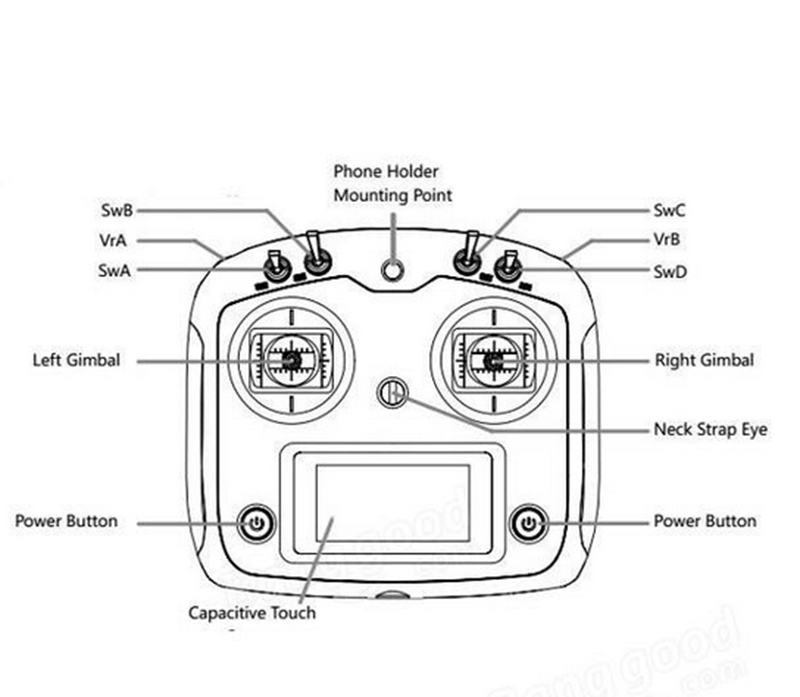 FS i6S 10CH Remote Control 2.4G Radio System iA10B Receiver FS-i6S Tra ...