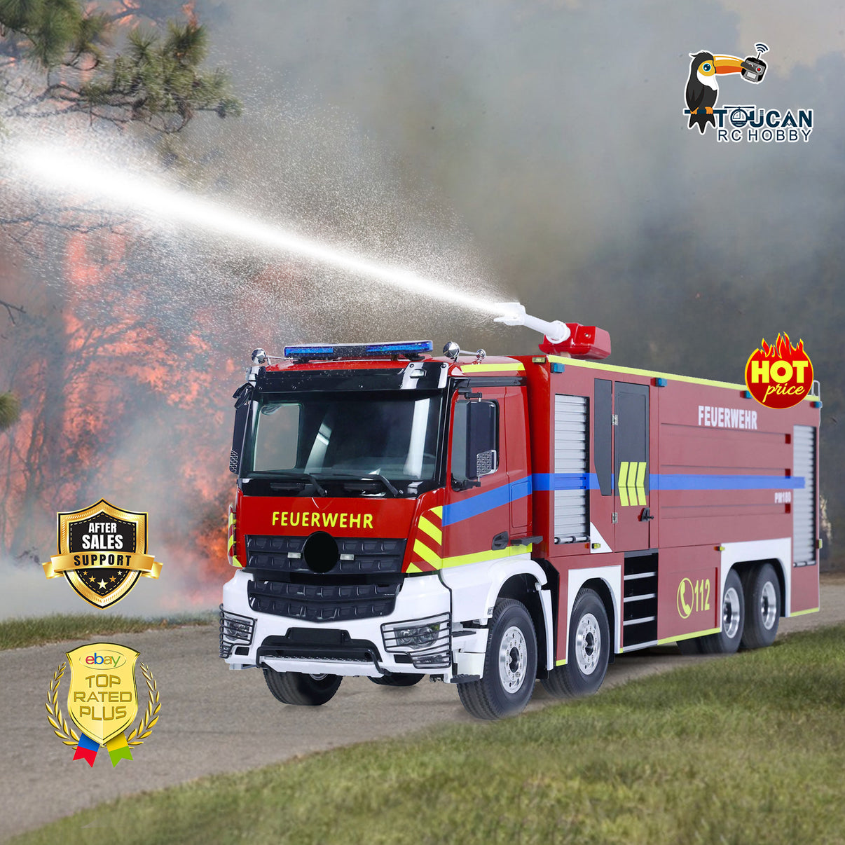 8x4 1/14 RC Fire Fighting Truck Remote Controlled Sprinkler Vehicles S ...